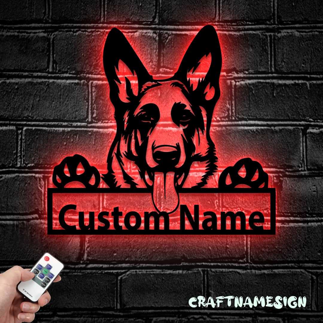 Custom German Shepherd Metal Wall Art LED Light - Personalized Dog ...
