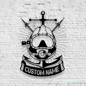 Custom Scuba Diving Mask Metal Wall Art LED Light - Personalized Scuba ...