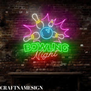 Bowling Night Neon Sign, Bowling Bar Led Sign, Custom Neon Sign, Open ...