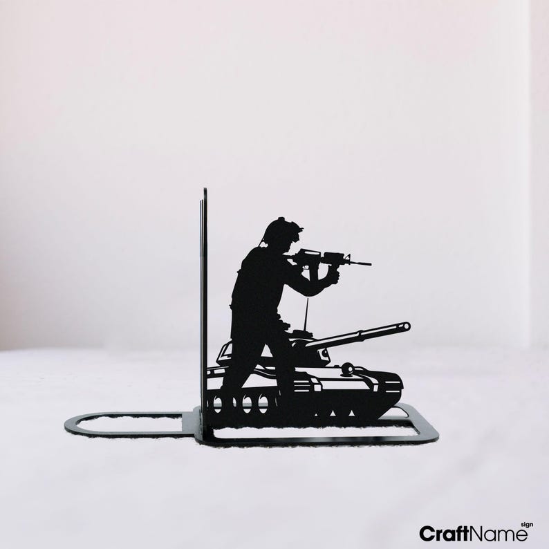 Custom Soldier Metal Bookend, Personalized Veterans Memorial Book Ends ...