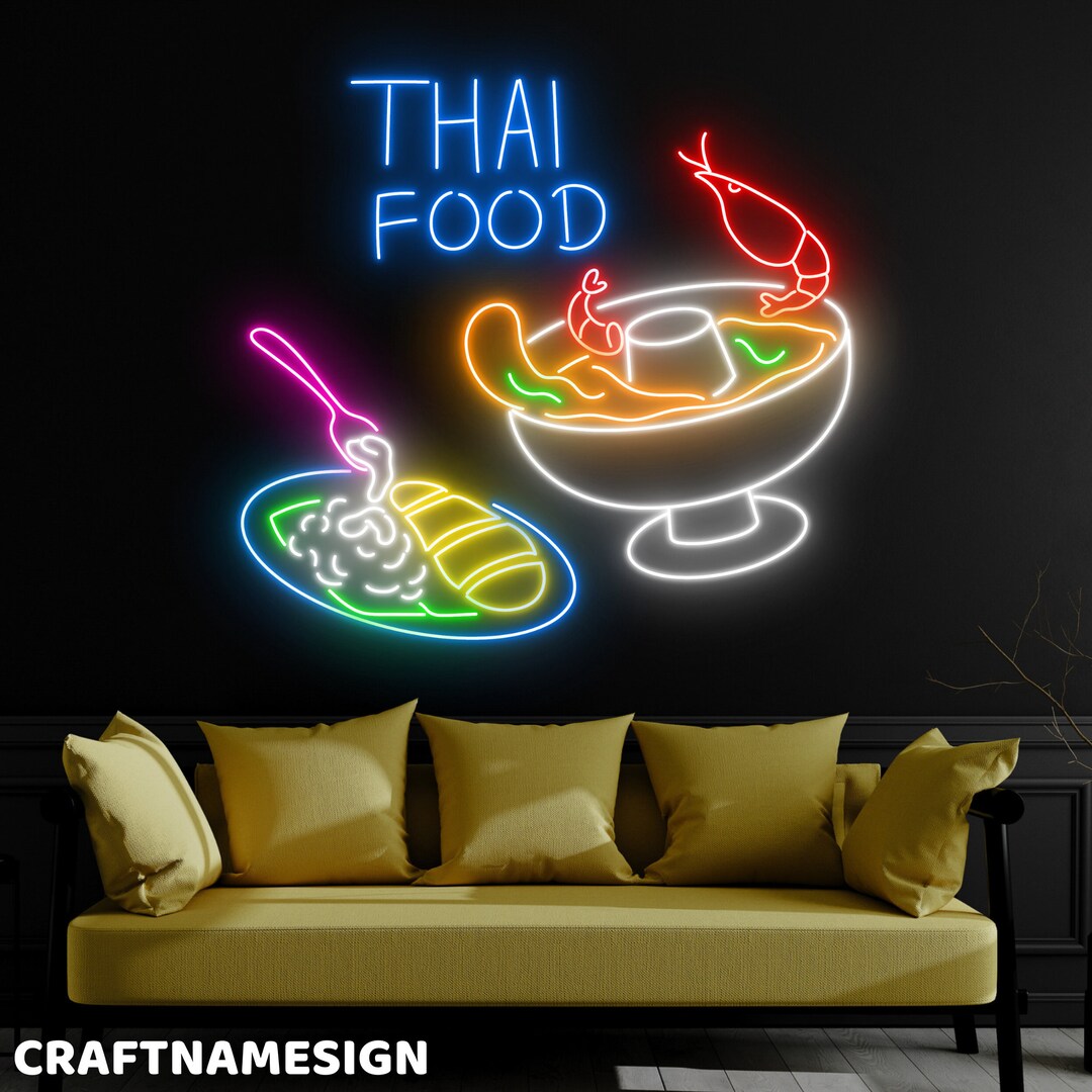 Thai Food Neon Sign, Open Thai Mango Sticky Rice & Tomyum Soup Led Sign ...