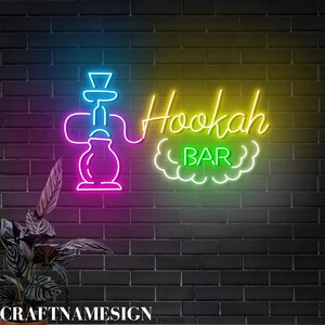 Hookah Bar Neon Sign, Shisha Hookah Bar Led Sign, Custom Neon Sign, Bar ...