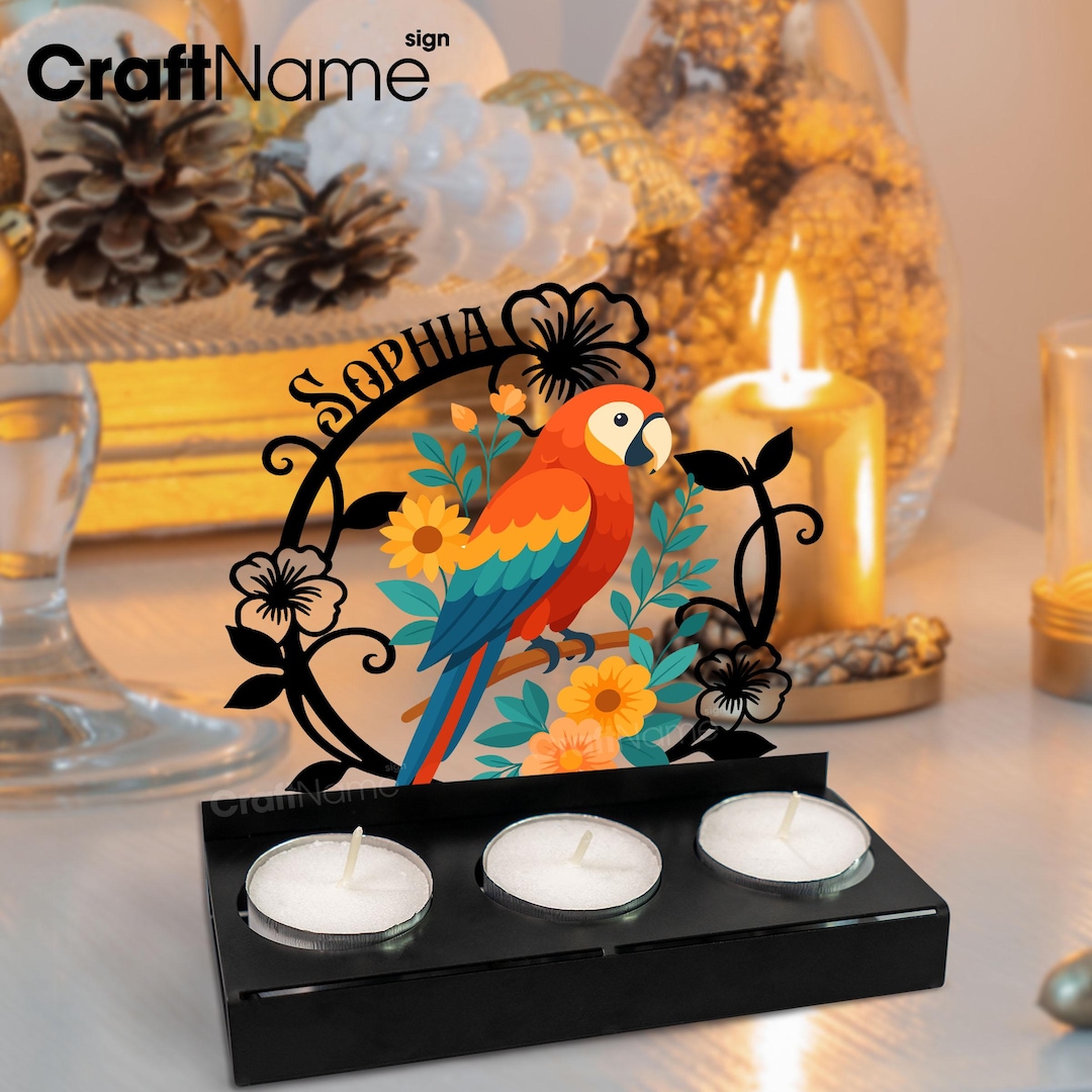 Personalized Parrot Metal Steel Candle Holders, Parrot Bird Metal ...