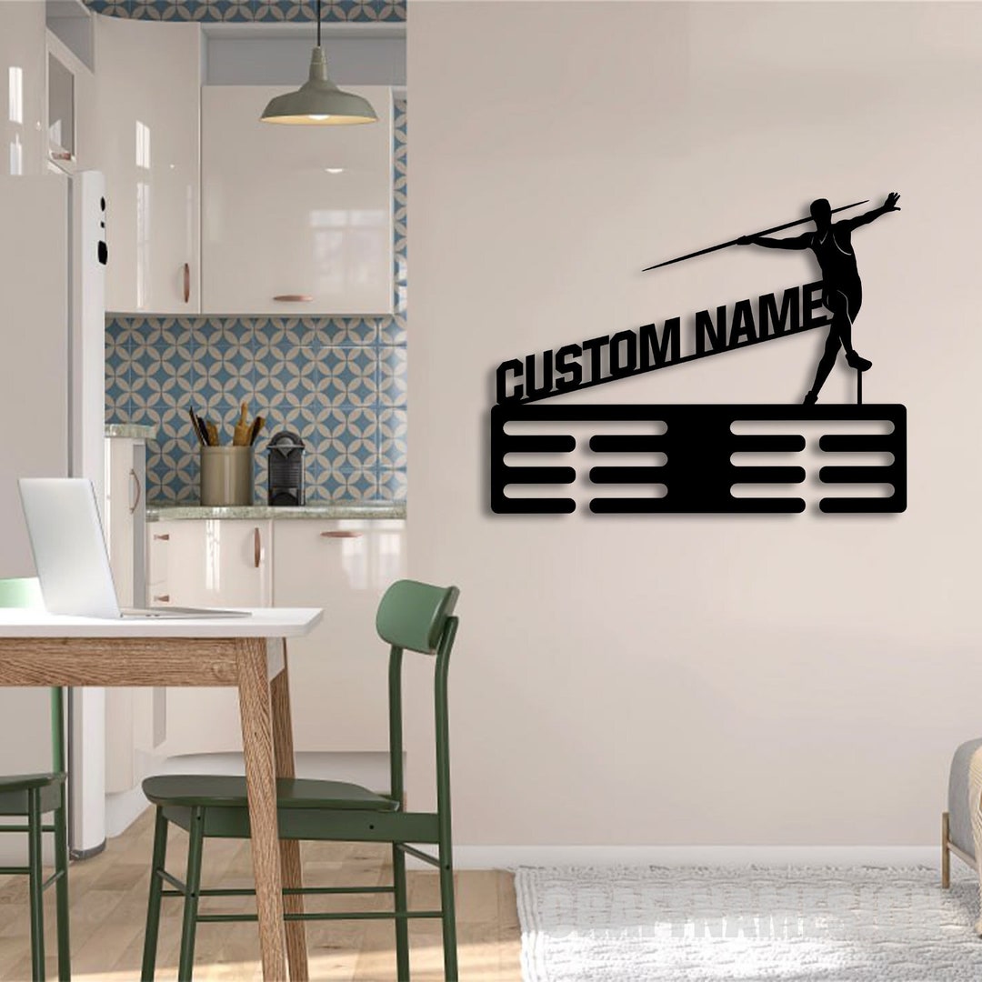 Custom Metal Javelin Throw Medal Hanger Wall Art Light, Javelin Throw ...