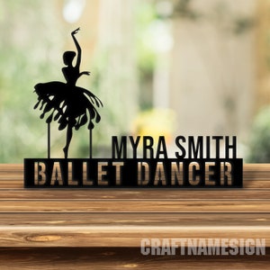 Custom Wooden Ballet Dancer Desk Name Plate, Ballerina Metal Nameplate ...