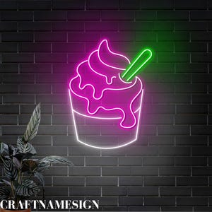 Ice Cream Cup Led Sign, Ice Cream Dessert Neon Sign, Custom Neon Led ...