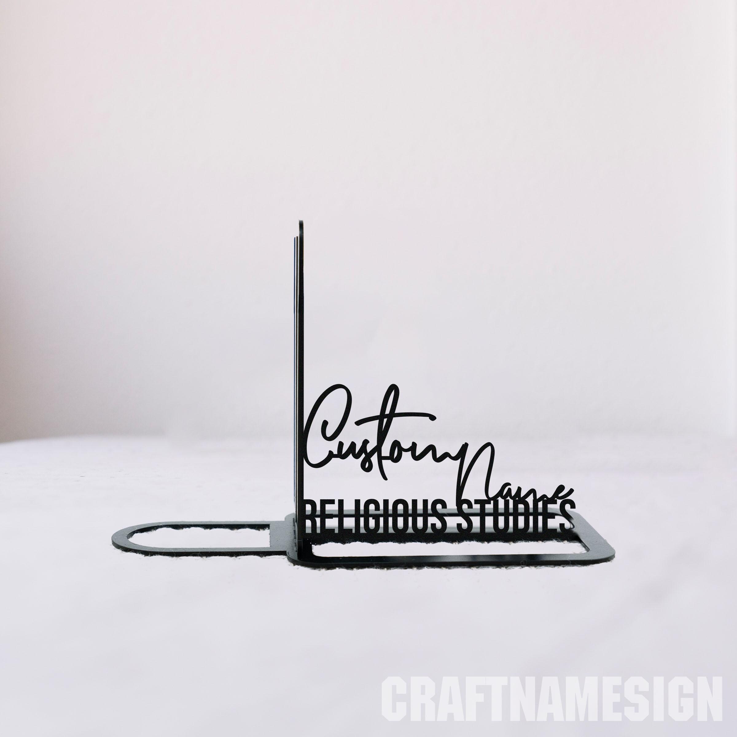 Personalized Religious Studies Metal Bookend Office Decor, Custom Name ...