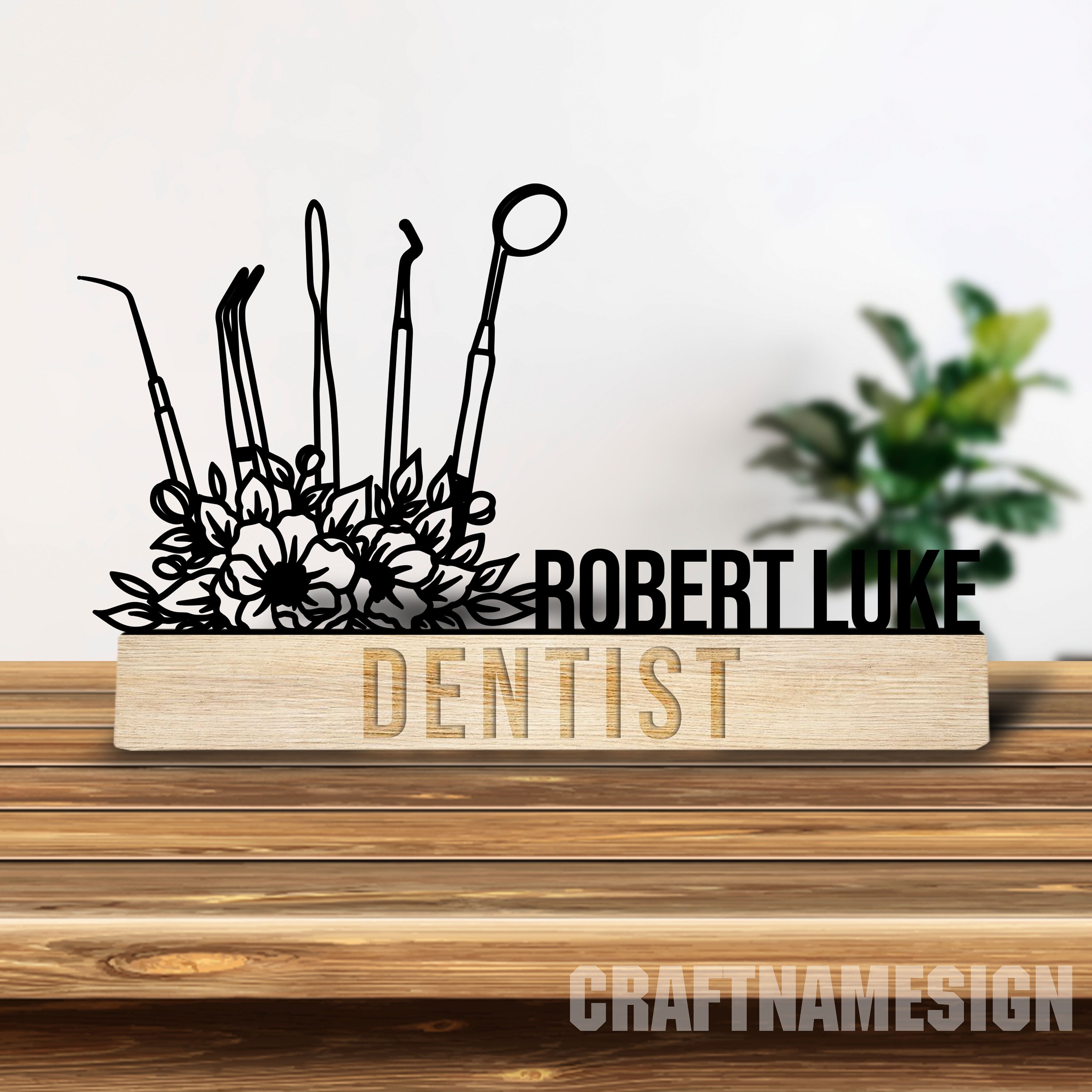 Custom Dentist Wooden Desk Name Plate, Dentist Metal Nameplate for Desk ...
