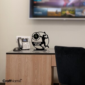 Personalized Female Badminton Metal Silent Clock Office Desk Decor ...