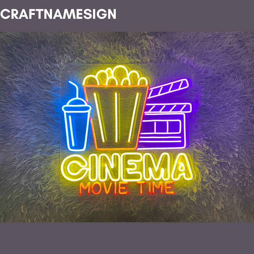 Cinema Movie Time Neon Sign, Cinema Led Sign, Custom Neon Sign, Movie ...