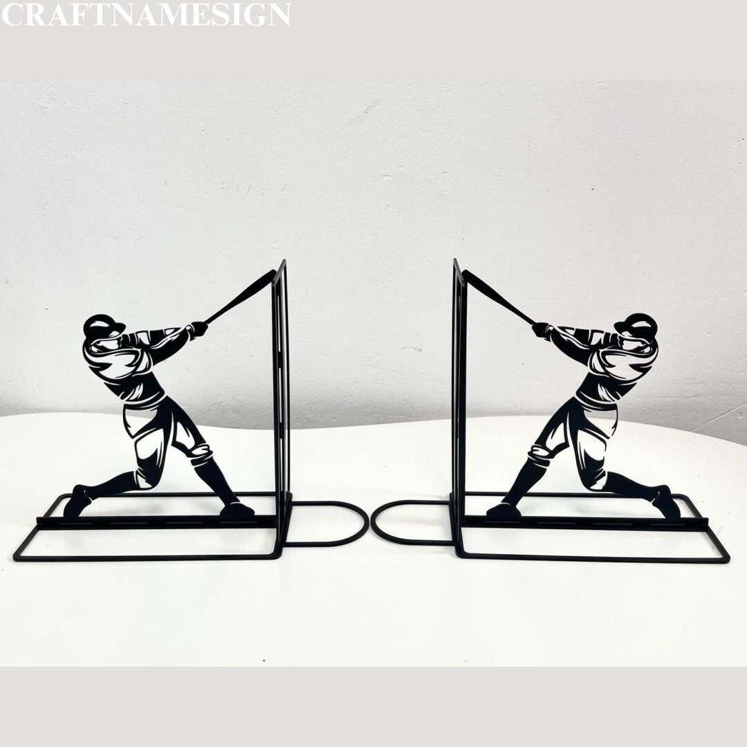 Personalized Baseball Metal Bookends, Custom Baseball Player Book End ...