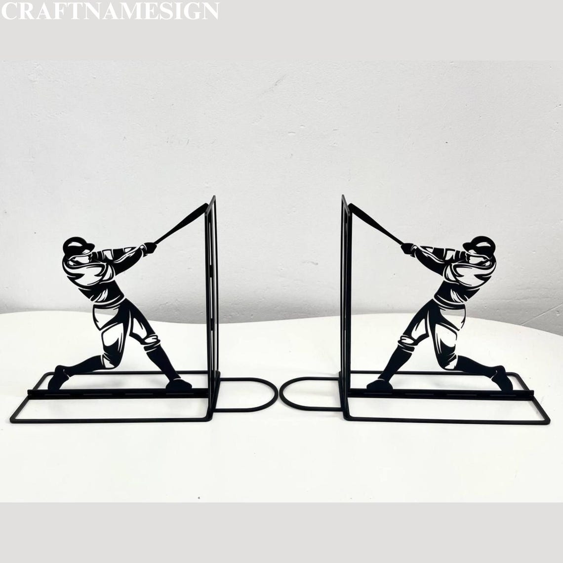 Personalized Baseball Metal Bookends, Custom Baseball Player Book End ...