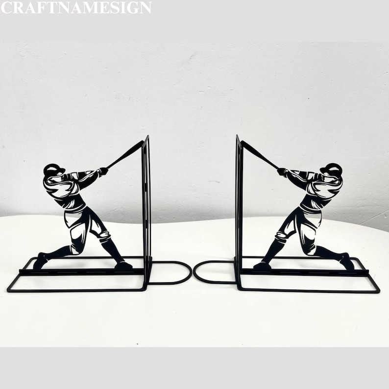Personalized Baseball Metal Bookends, Custom Baseball Player Book End ...