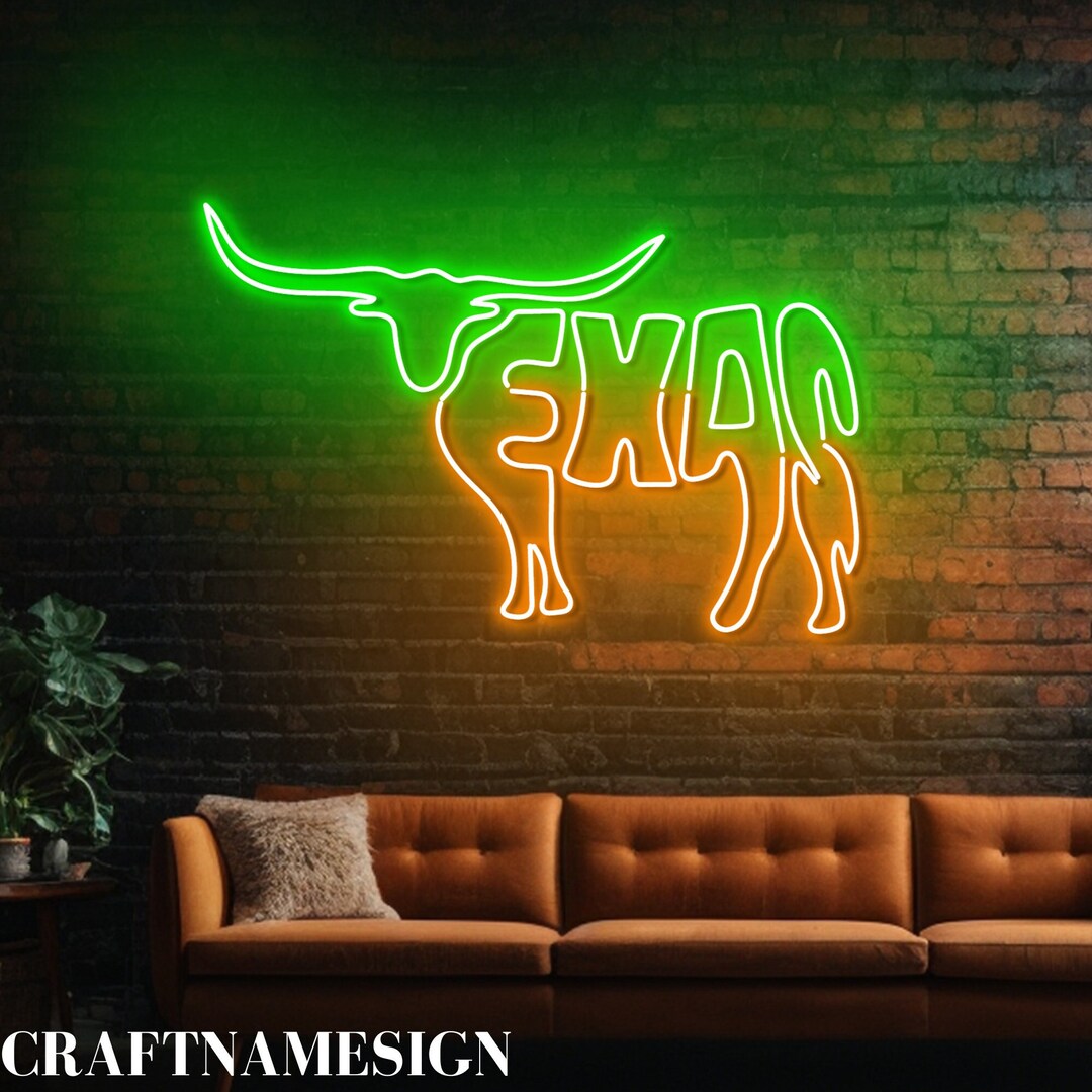 Bull Texas Neon Light, Texas Bull Led Light for Rodeo Bar Decor, Custom ...