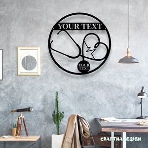 Custom Heart Stethoscope Nursing Metal Wall Art LED Light Personalized ...