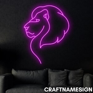 Lion Line Neon Sign, Lion Line Neon Sign, Custom Neon Sign, Bar Neon ...