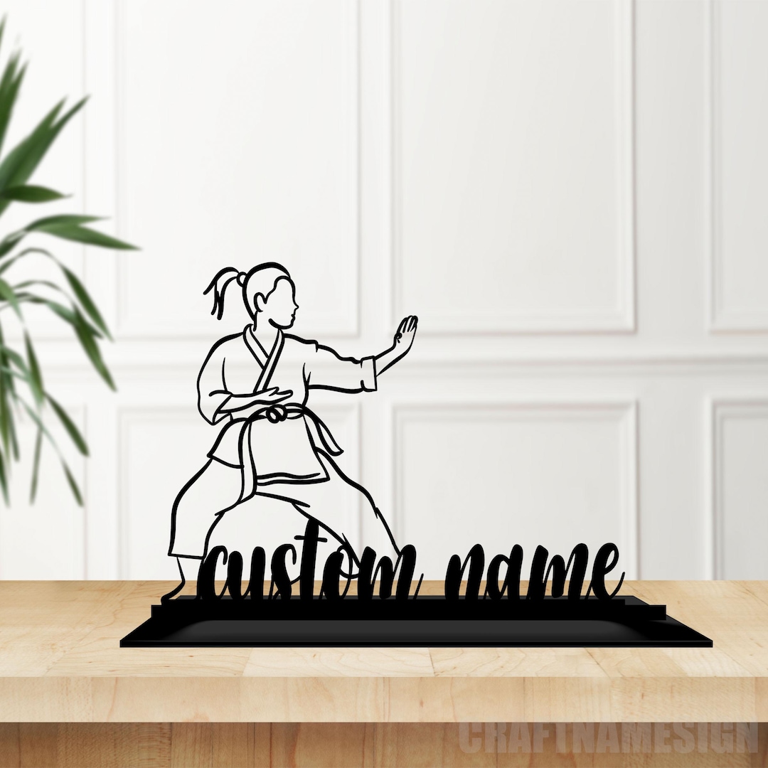 Personalized Karate Girl Metal Table Office Decoration, Metal Sculpture ...