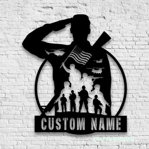 Custom US Soldier Military Metal Wall Art LED Light | Personalized ...