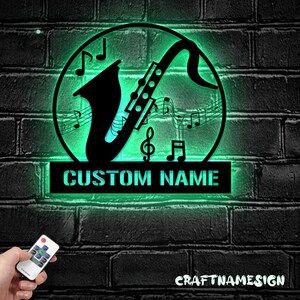 Custom Saxophone Musical Instrument Metal Wall Art LED Light ...