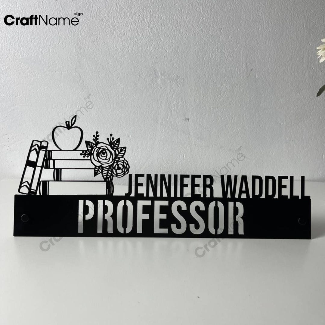 Custom Professor Metal Desk Name Plate, University Teacher Wooden ...