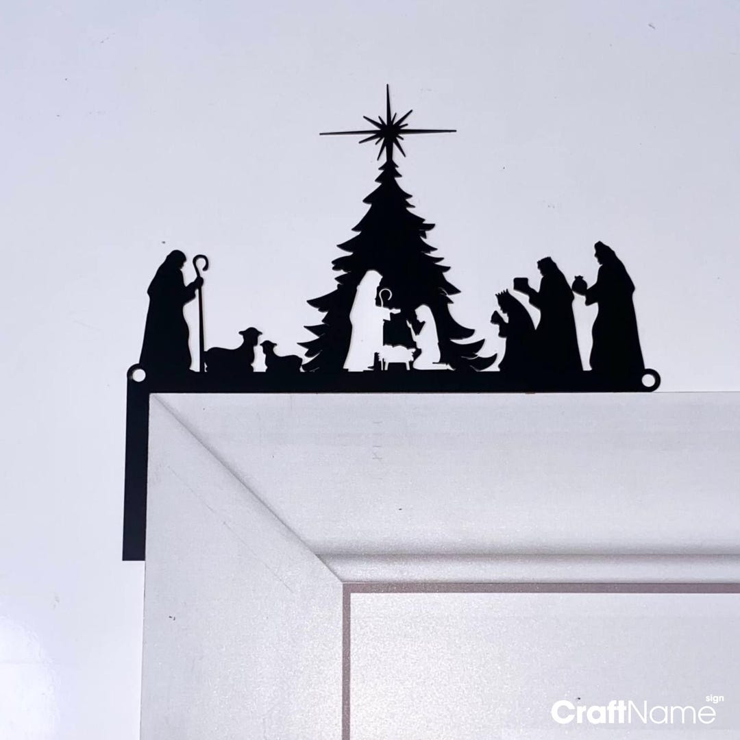 Nativity Scene Metal Door Topper, Christmas Holy Night Door Corner ...