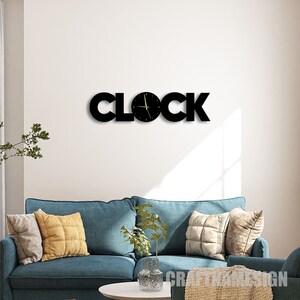 Clock Text Shape Designer Metal Wall Clock, Wall Clock Unique for Home ...