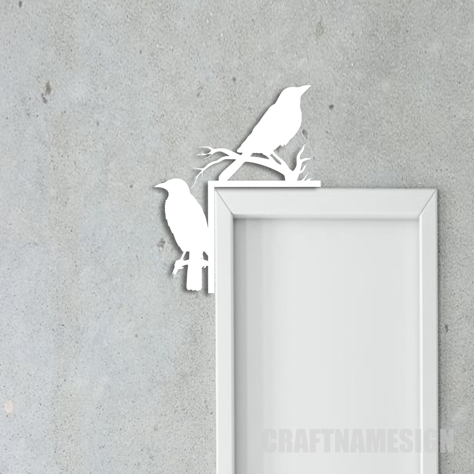 Crow on Branch Door Corner Metal Wall Art, Black Raven on Branch Door ...