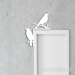 Crow on Branch Door Corner Metal Wall Art, Black Raven on Branch Door ...