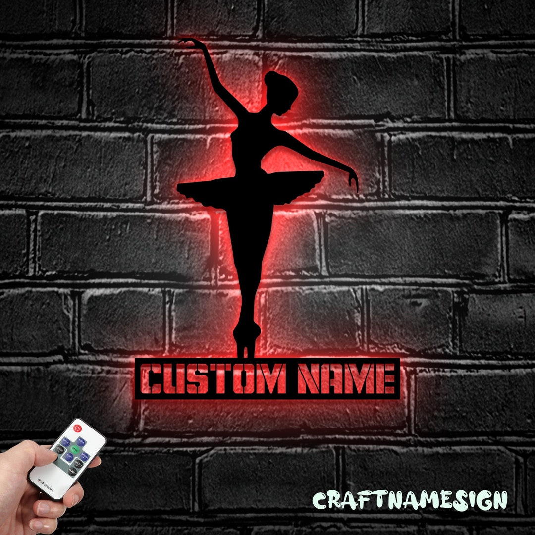 Custom Ballerina Dance Metal Wall Art LED Light - Personalized Girl ...
