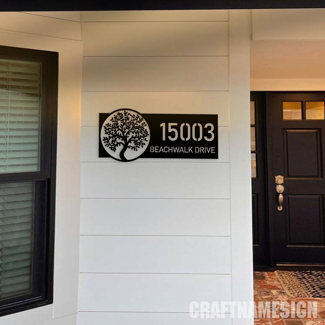 Personalized Tree of Life Number Metal Address Sign, Custom House ...