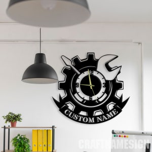 Custom Car Service Mechanic Wall Clock, Personalized Mechanic Garage ...