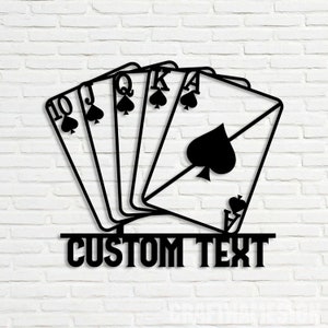 Personalized Playing Card Metal Wall Art LED Light, Poker Wall Art ...