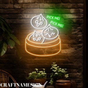 Pick Me Dim Sum Neon Sign, Open Dim Sum Restaurant Led Sign, Custom ...