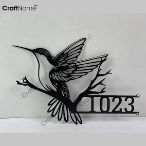 Personalized Hummingbird Outdoor House Number Address Metal Sign ...