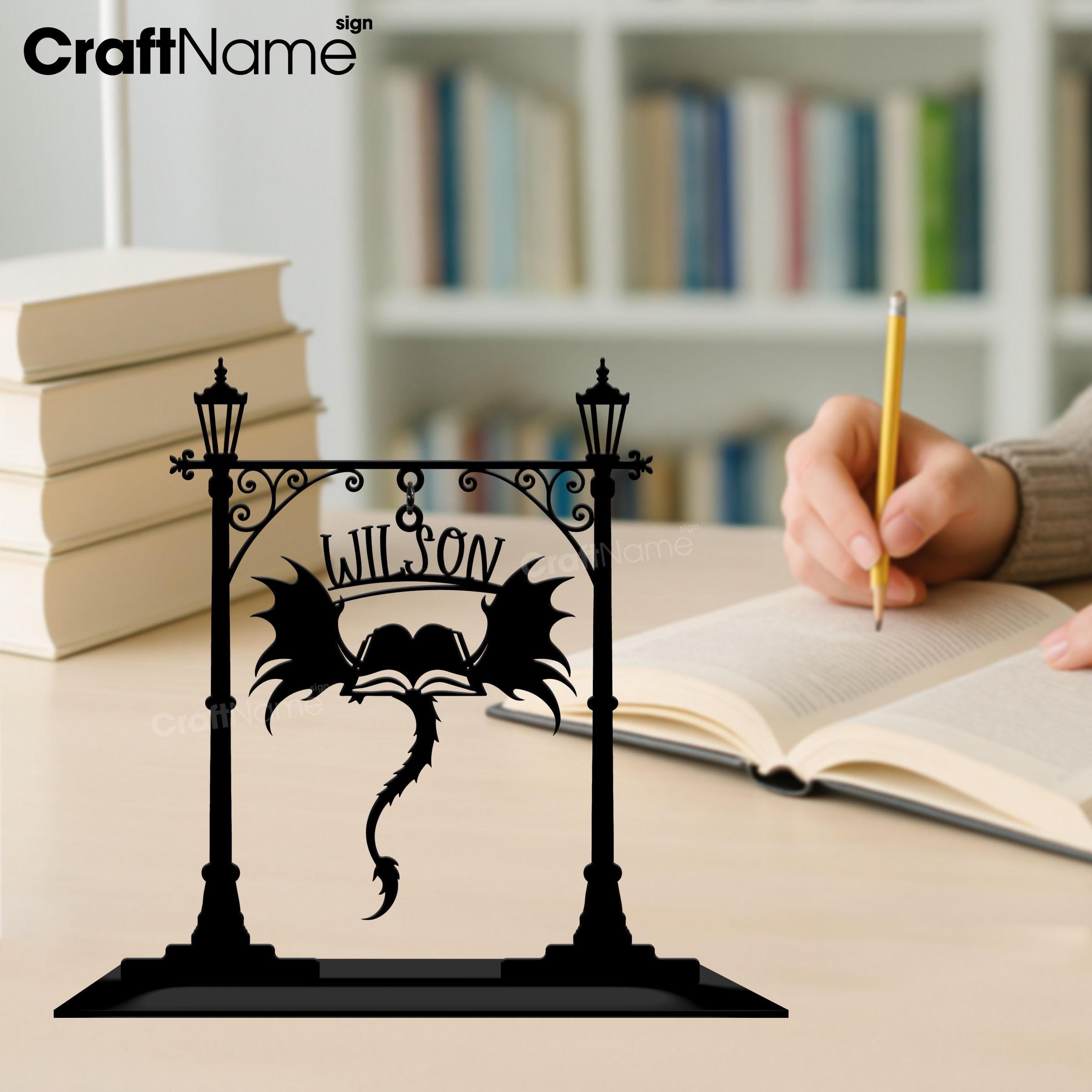 Personalized Dragon Signpost Metal Sign, Library Decorations, Book ...