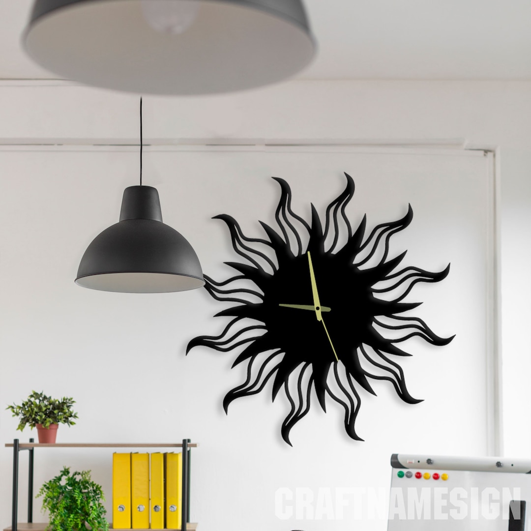 Sun Metal Wall Clock, Wall Clock Unique for Home Decor and Wall Arts ...
