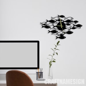 Fish Swarm Metal Wall Clock, Wall Clock Unique for Home Decor and Wall ...