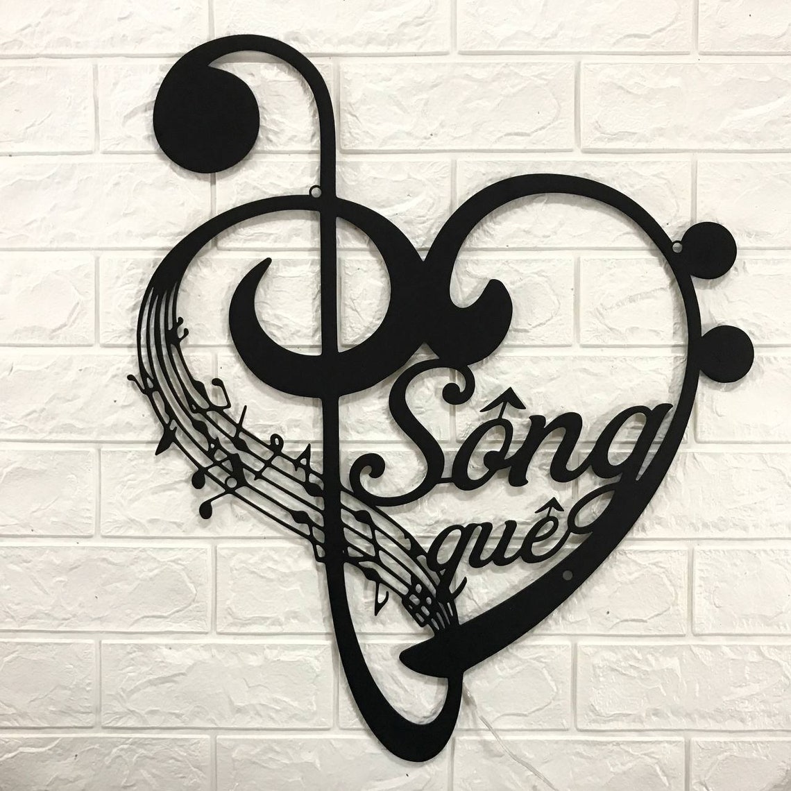 Custom Music Notes Metal Wall Art LED Light - Personalized Music Notes ...