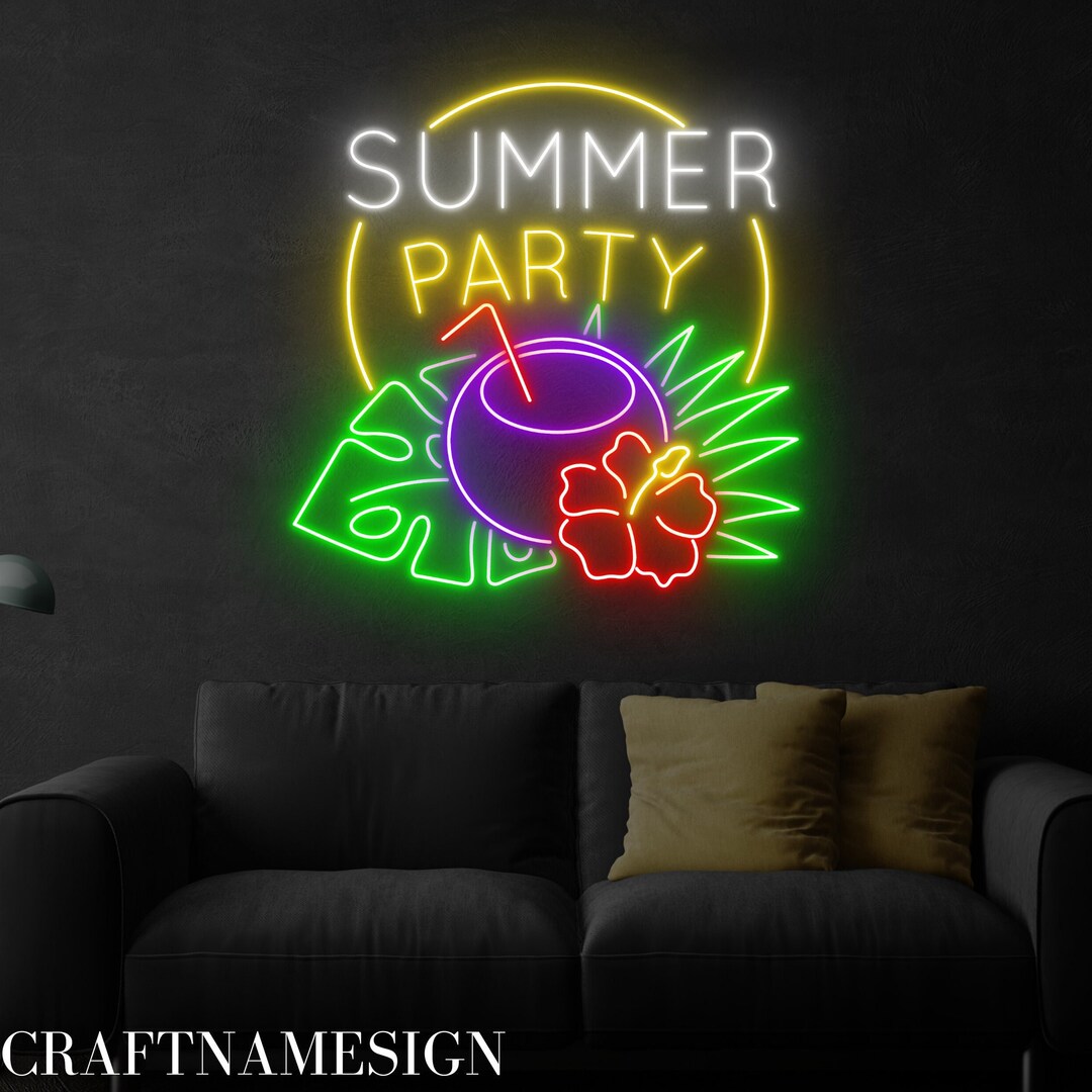 Summer Party Neon Sign, Cocktails Party Led Sign, Custom Neon Sign ...