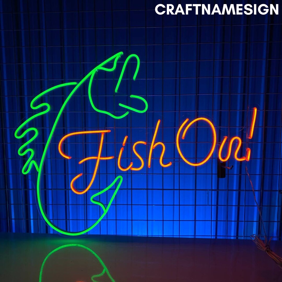 Fish on Neon Sign, Fishing Led Sign, Custom Neon Sign, Fishing Shop ...