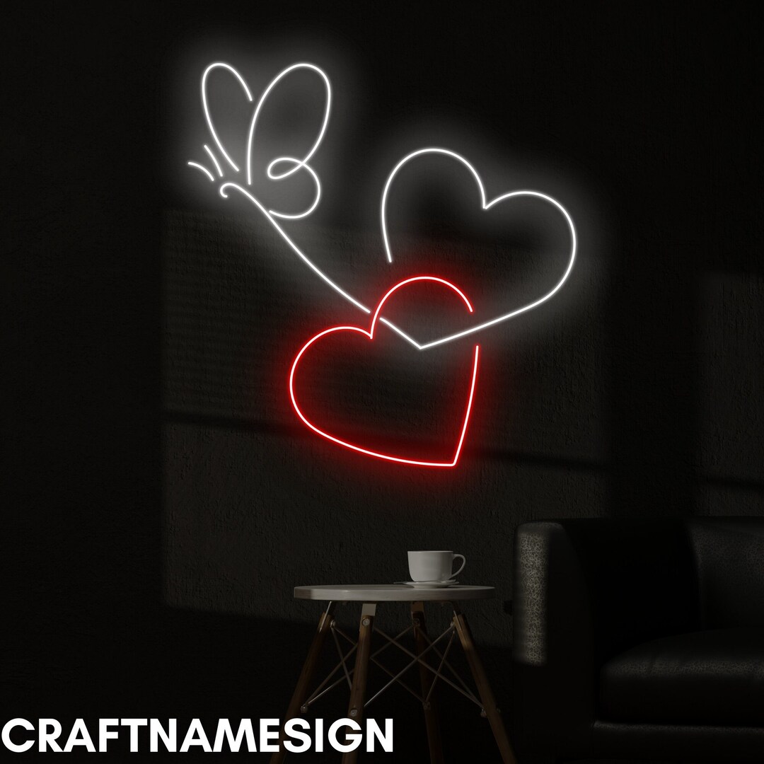 Butterfly Heart Neon Sign, Butterfly Heart Led Sign, Custom Neon Sign ...