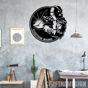 Custom Ironworker Welding Metal Wall Art LED Light, Welder Dad Gifts ...