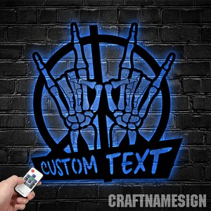 Custom Rock Sign Skeleton Hand Metal Wall Art, Skeleton Hand Wall Decor ...