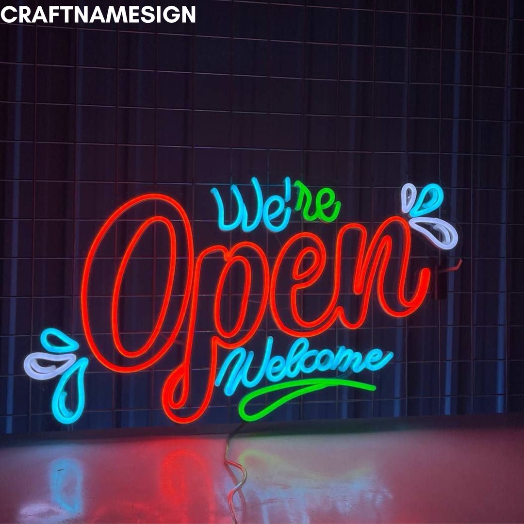 We're Open Welcome Neon Led Light for Open Store Shop Decor, Custom ...