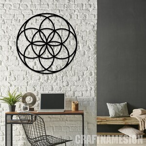 Sacred Geometry Metal Wall Art Led Light, Home Meditation Metal Yoga ...