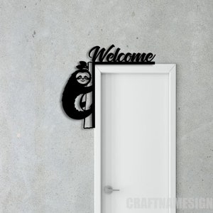 Small Sloth Door Corner Metal Wall Art, Sloth Door Topper, Cute Sloth ...