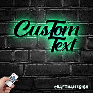Your Custom Text Words Metal Wall Art LED Light - Personalized Name ...