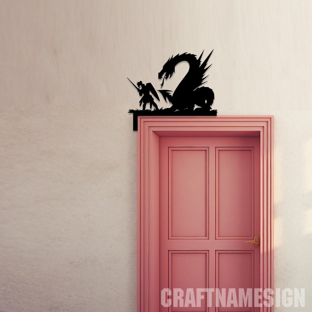 Dragon Slayer Metal Door Frame Topper, Dragon Door Corner Wall Art ...