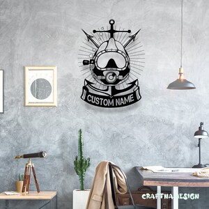Custom Scuba Diving Mask Metal Wall Art LED Light - Personalized Scuba ...