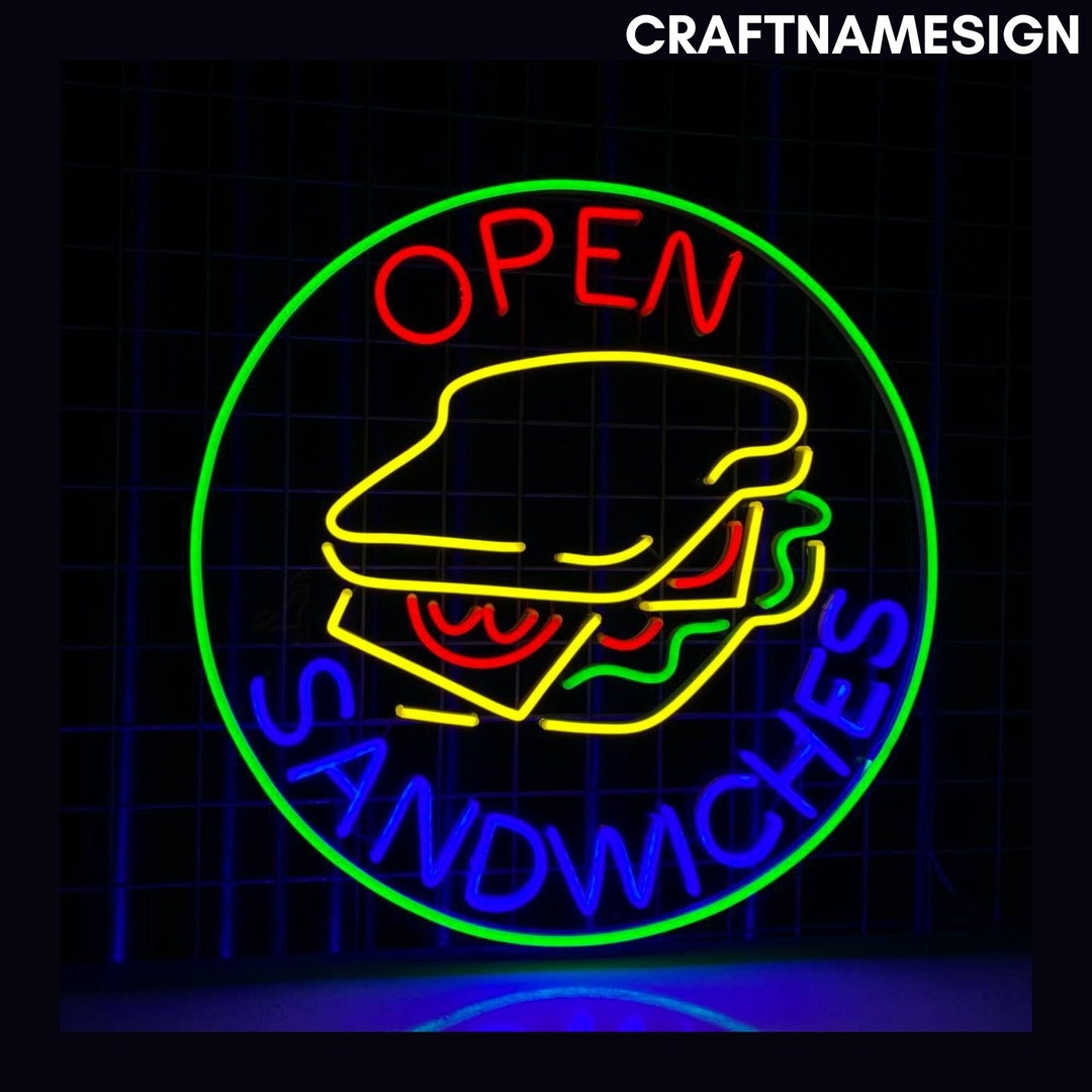Open Sandwich Neon Sign, Sandwich Led Sign, Custom Neon Sign, Sandwich ...